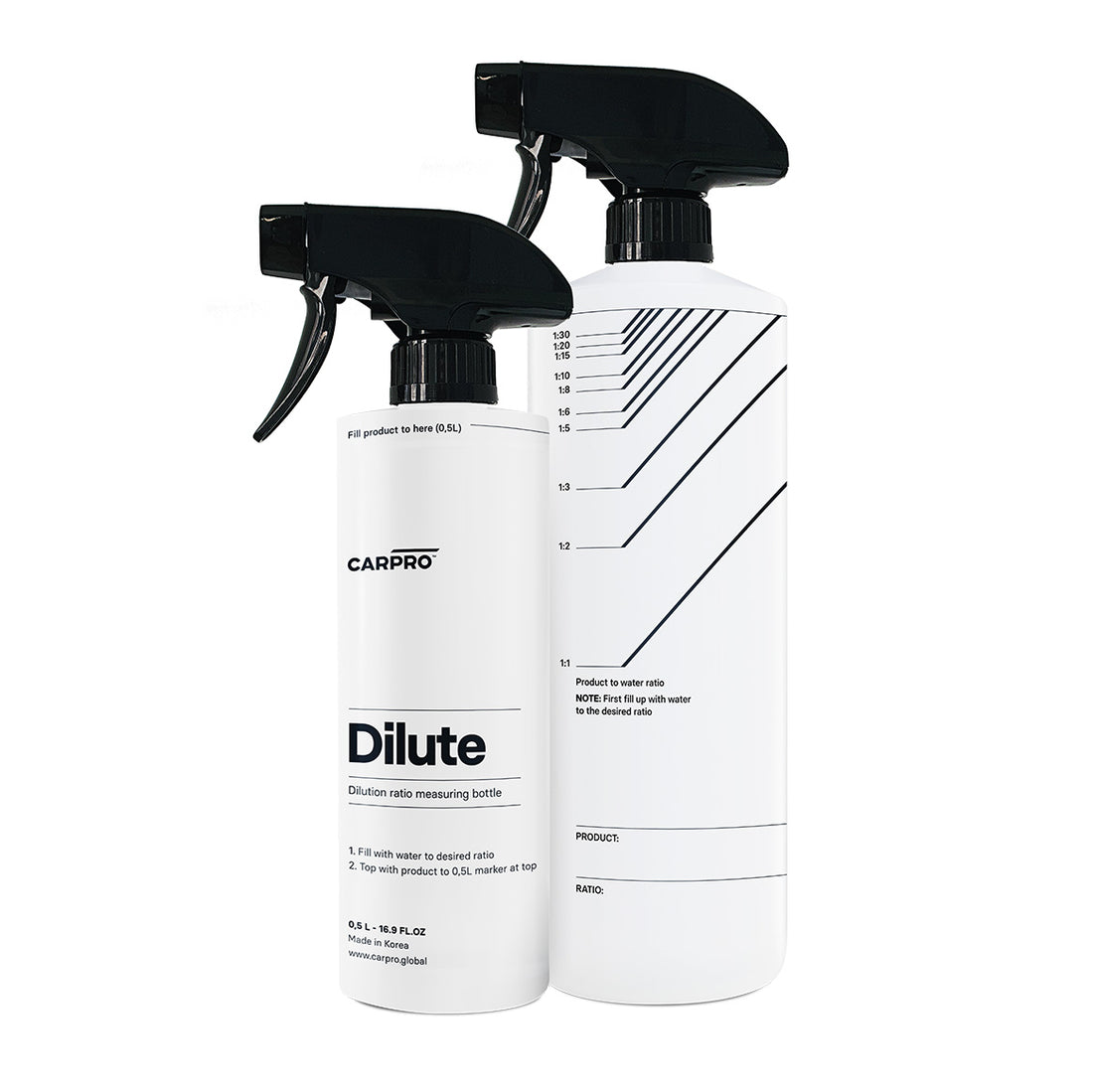 CarPro Dilute - Multi Ratio Dilution Bottles 500ml and 1L Kit – Prime ...